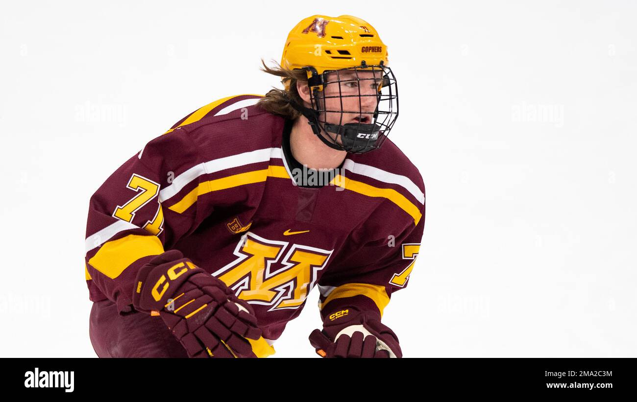 Minnesota defenseman Ryan Chesley (71) during an NCAA hockey game ...