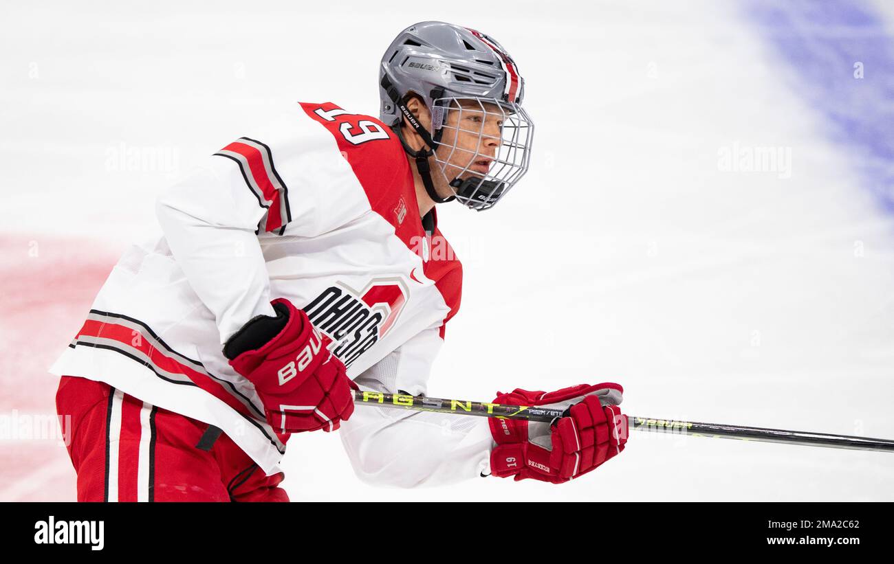 Ohio State forward Stephen Halliday (19) during an NCAA hockey game ...