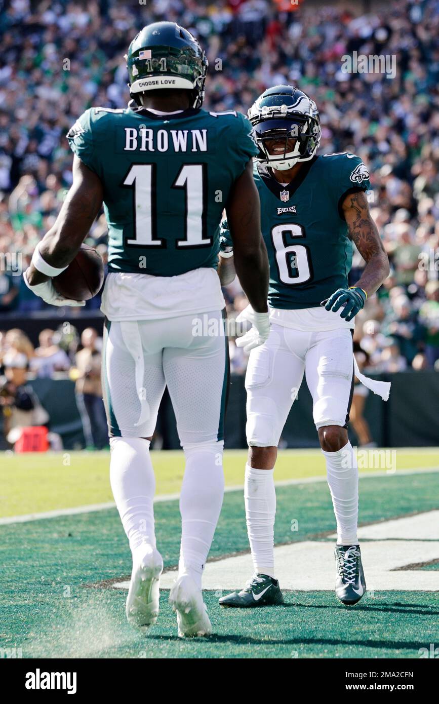 Philadelphia Eagles wide receiver A.J. Brown (11) celebrates his ...