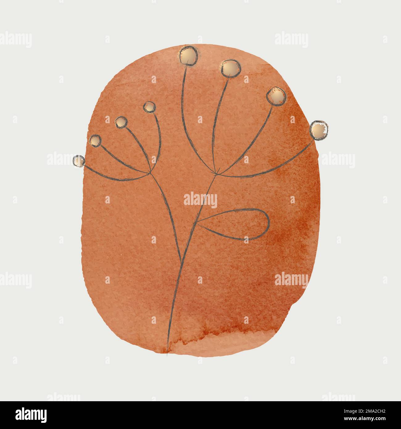 Doodle flower on watercolor texture vector Stock Vector Image & Art - Alamy