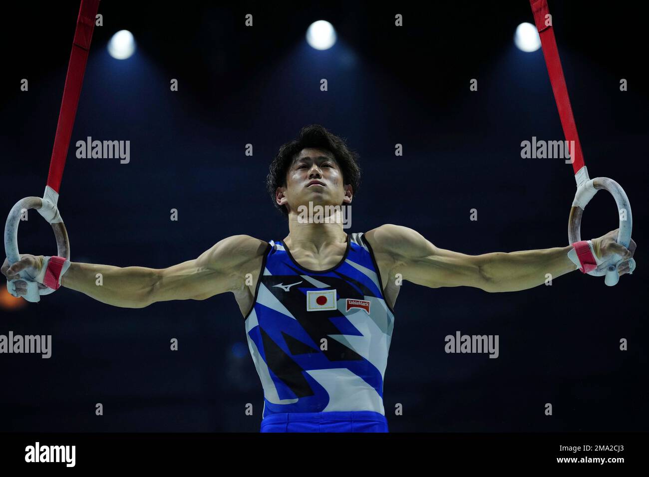 Hashimoto Daiki of Japan competes on the rings during the Artistic ...