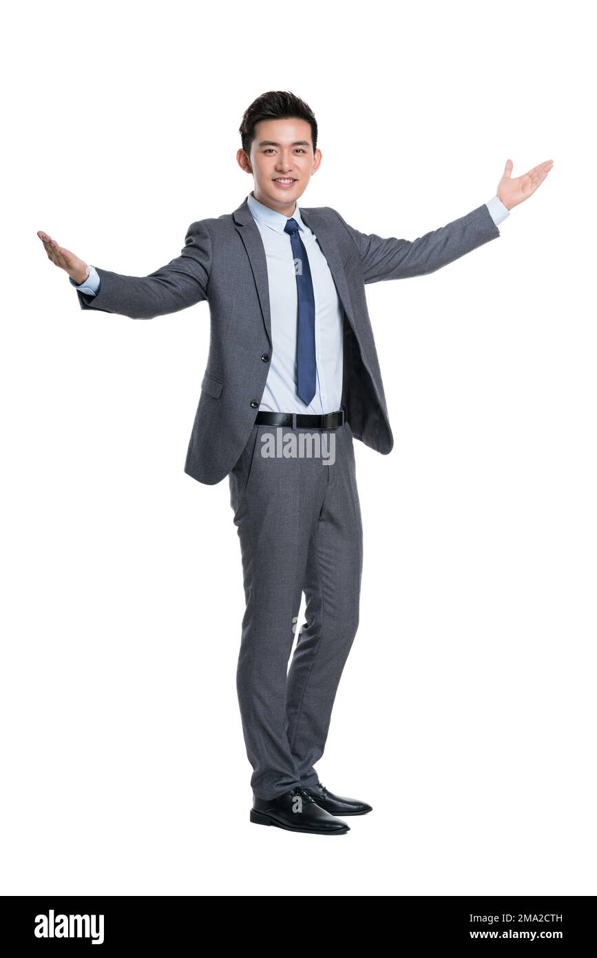 A young business people with open arms Stock Photo - Alamy