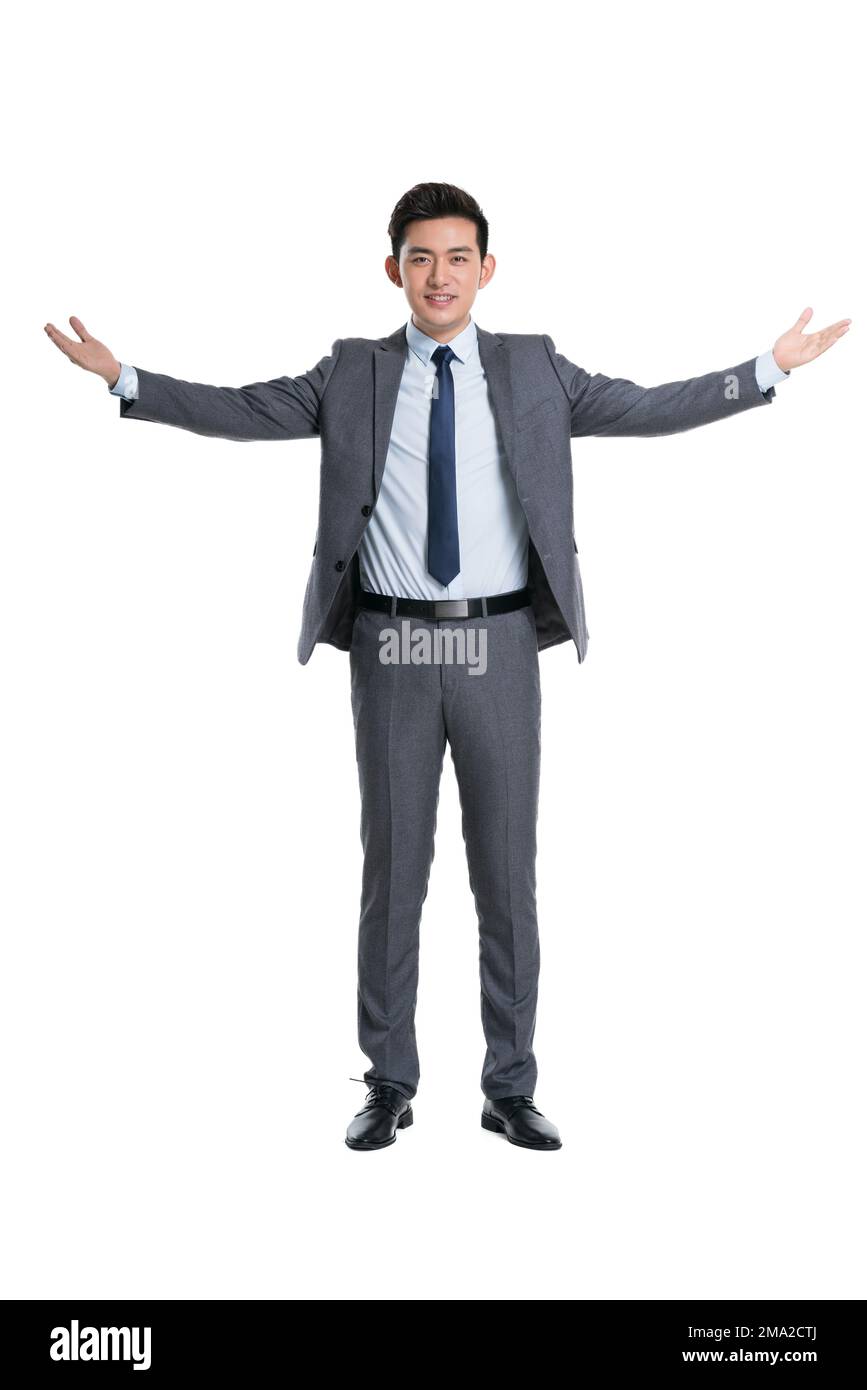 A young business people with open arms Stock Photo - Alamy