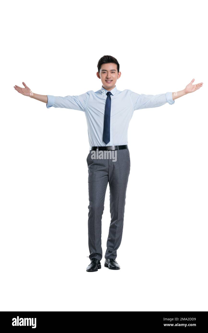 A young business people with open arms Stock Photo - Alamy