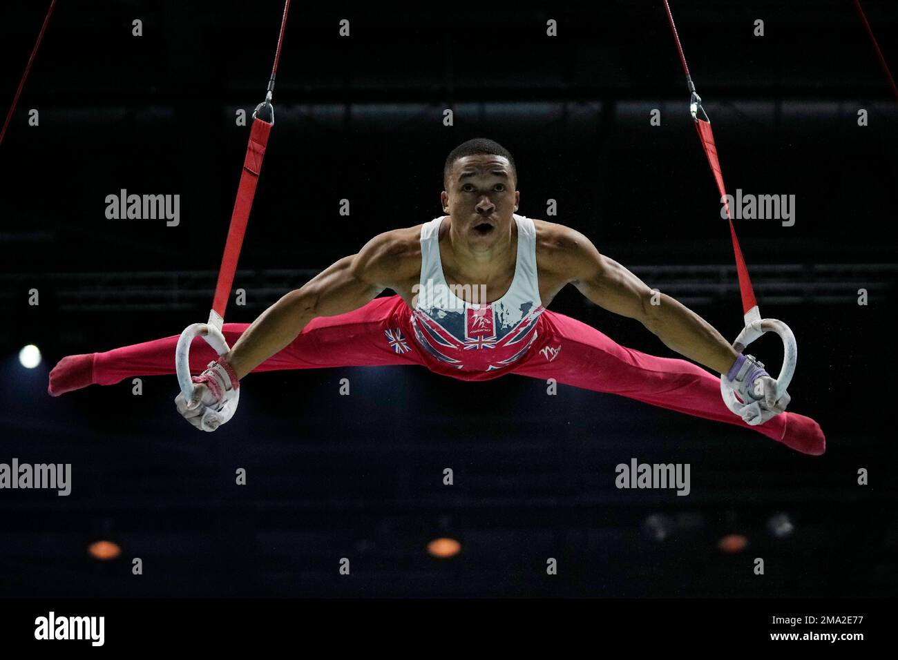 Joe Fraser of Britain competes on the balance beam during the Artistic ...