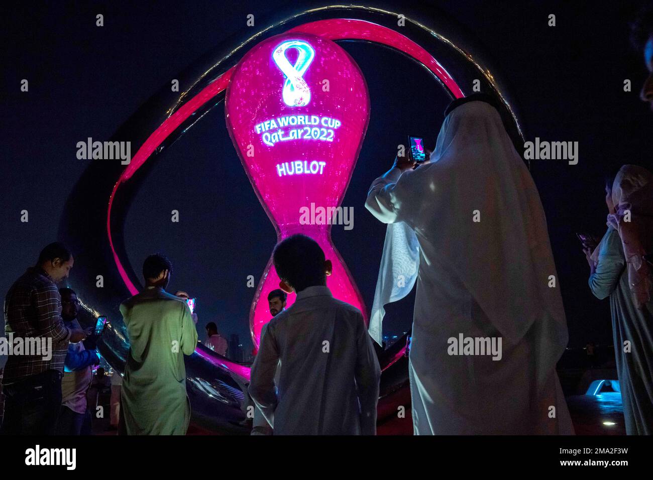 People take photos with the official FIFA World Cup Countdown Clock on ...