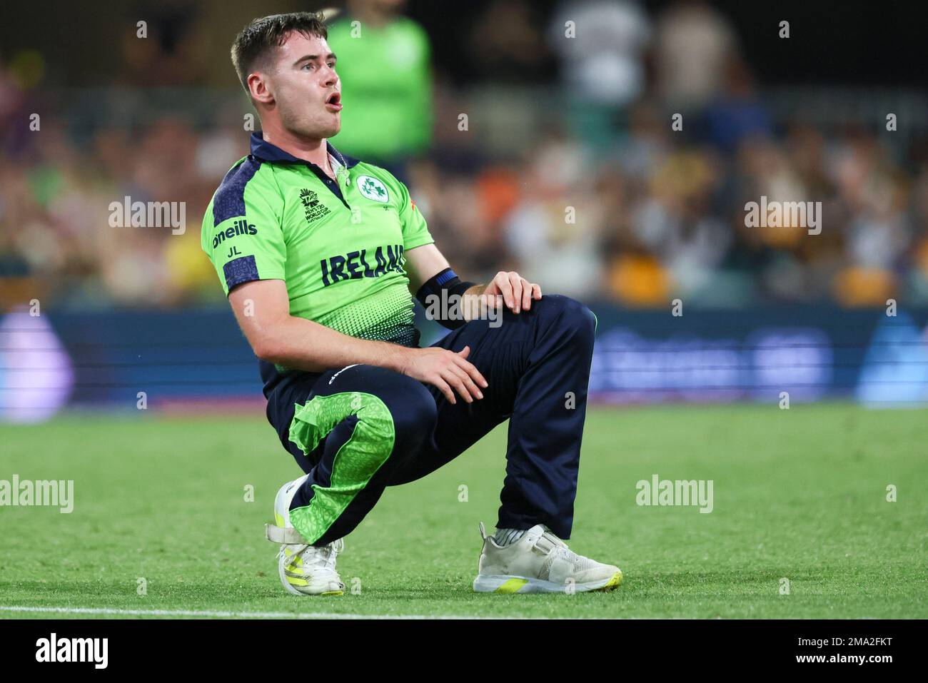 Ireland's Josh Little reacts during the T20 World Cup cricket match ...
