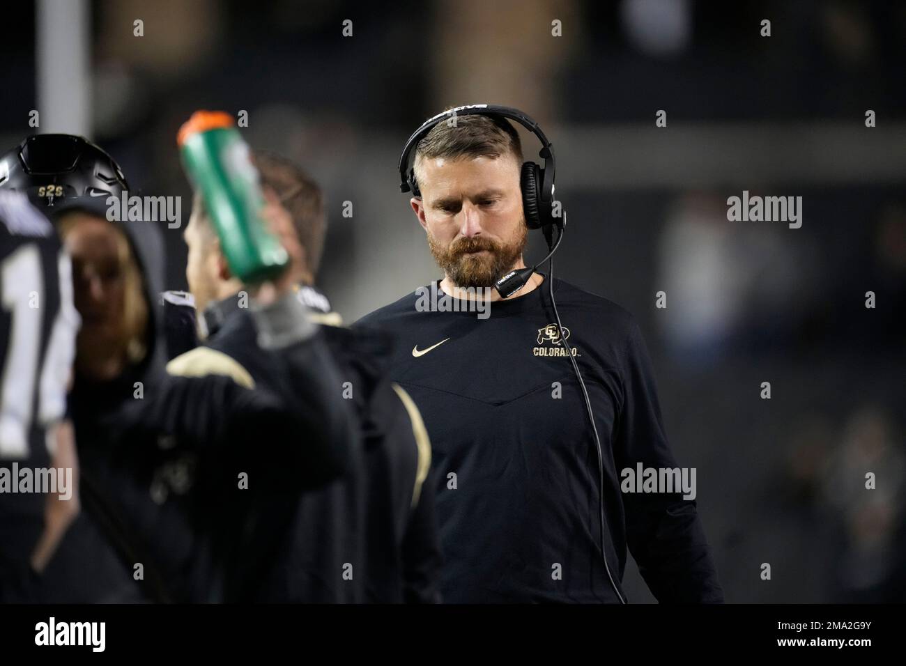 Colorado interim head coach Mike Sanford in the second half of an NCAA ...
