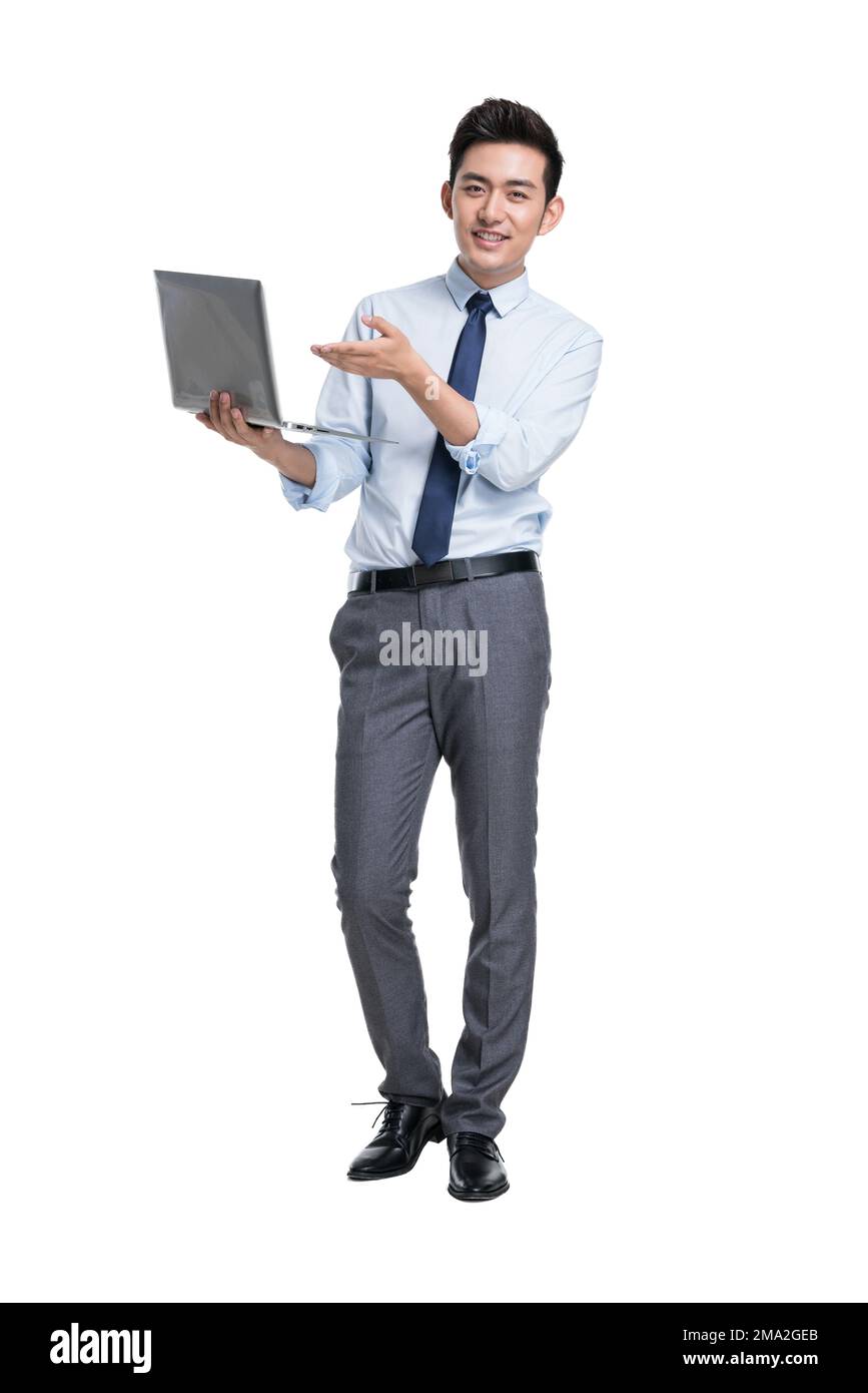 Young business people use the computer Stock Photo - Alamy