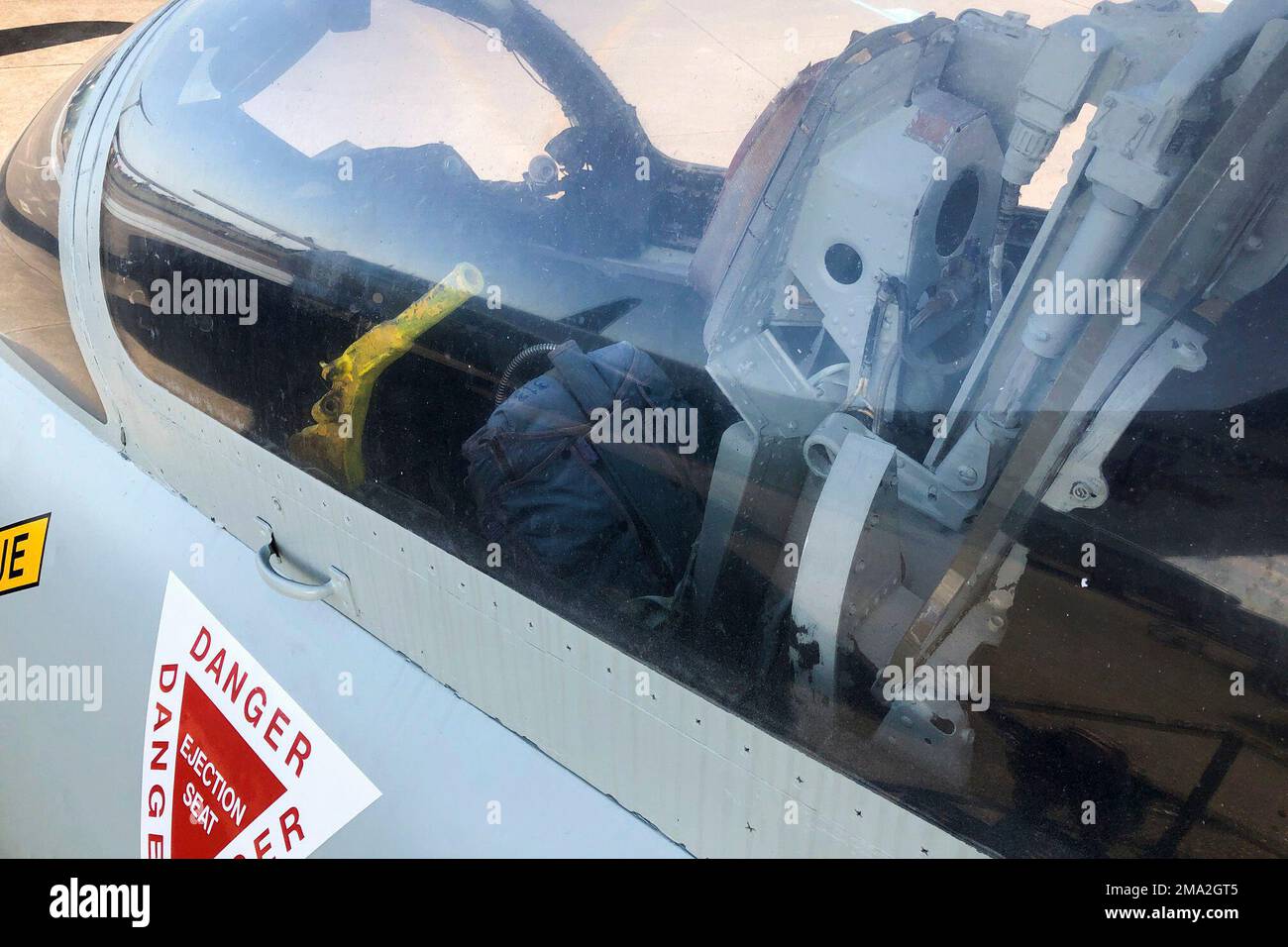 The view of the cockpit of the F101B Voodoo is shown on display at the ...
