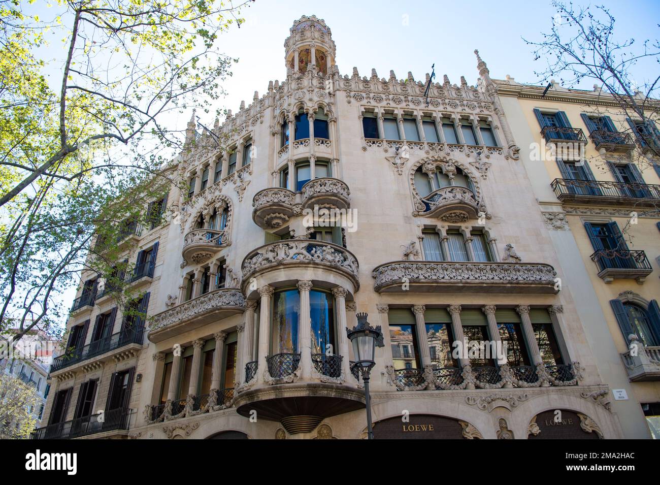 Barcelona, Spain - March 30, 2016: House Lleo Morera building facade ...