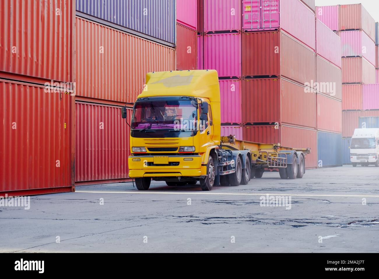 Forklift trucks crane unloading hi-res stock photography and images - Alamy