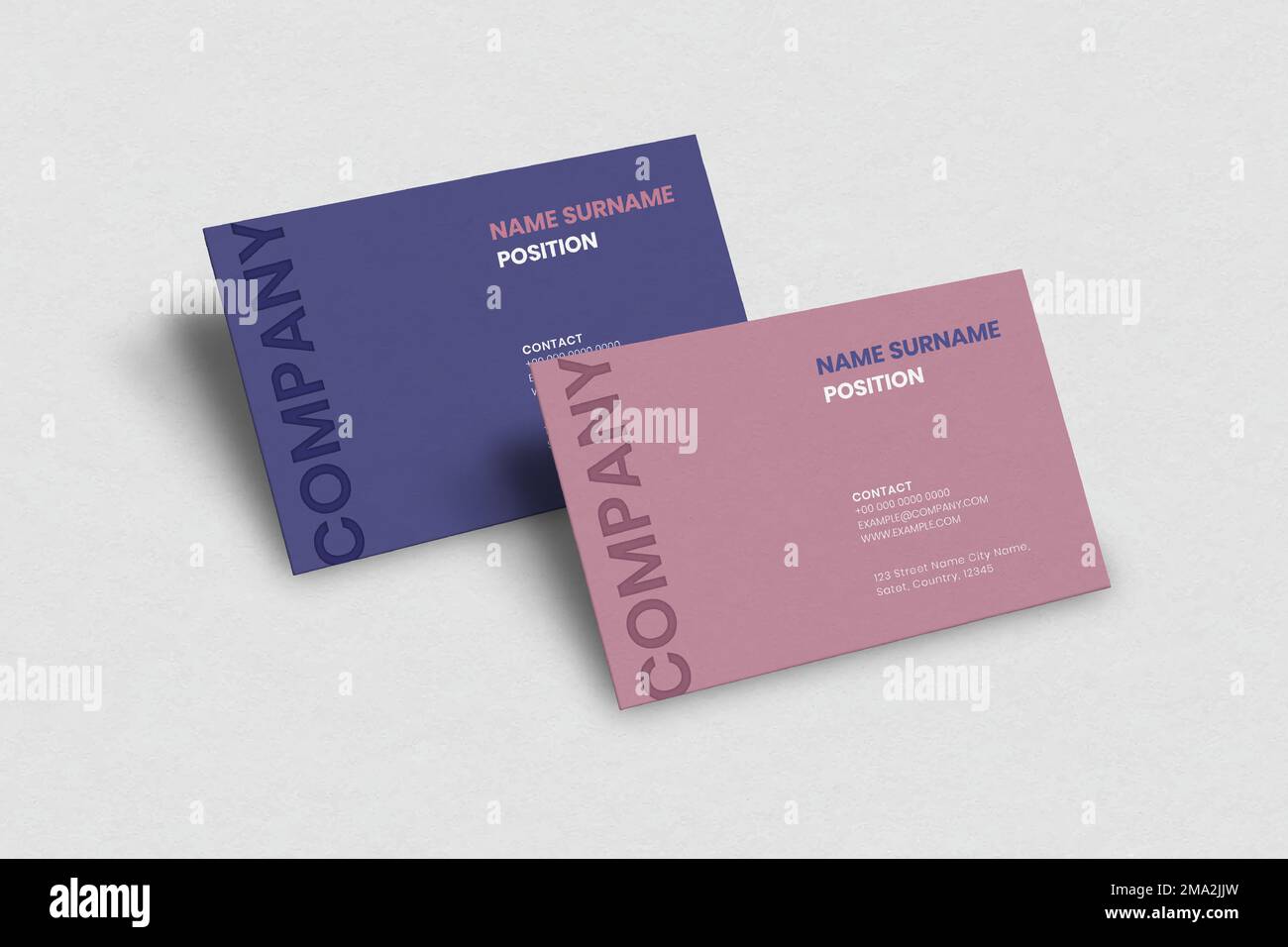 Simple business card mockup vector in pink and purple with front and ...