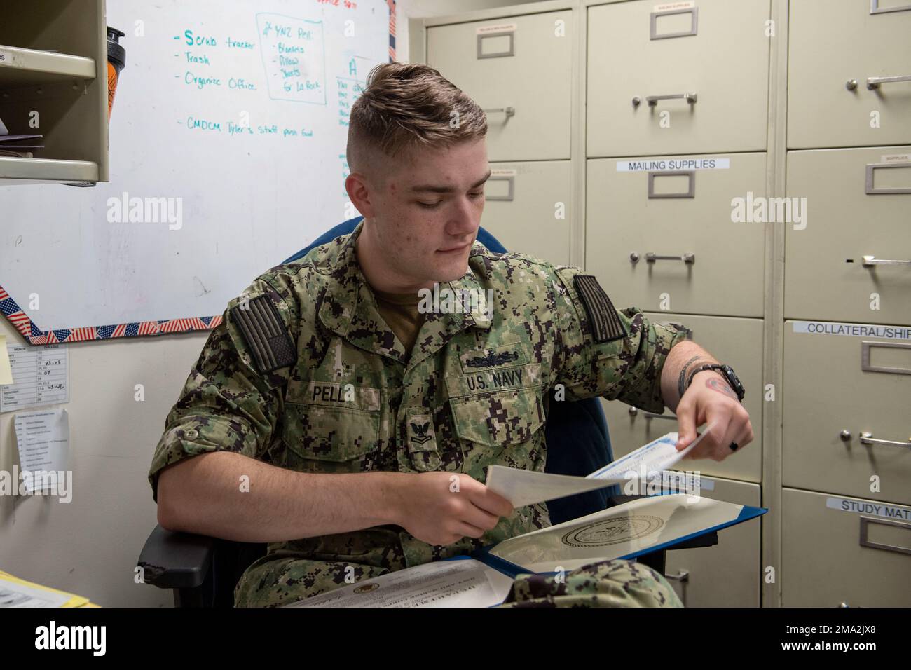 SASEBO, Japan (May 23, 2022) Yeoman 2nd Class Clinton Pell, from Queen ...