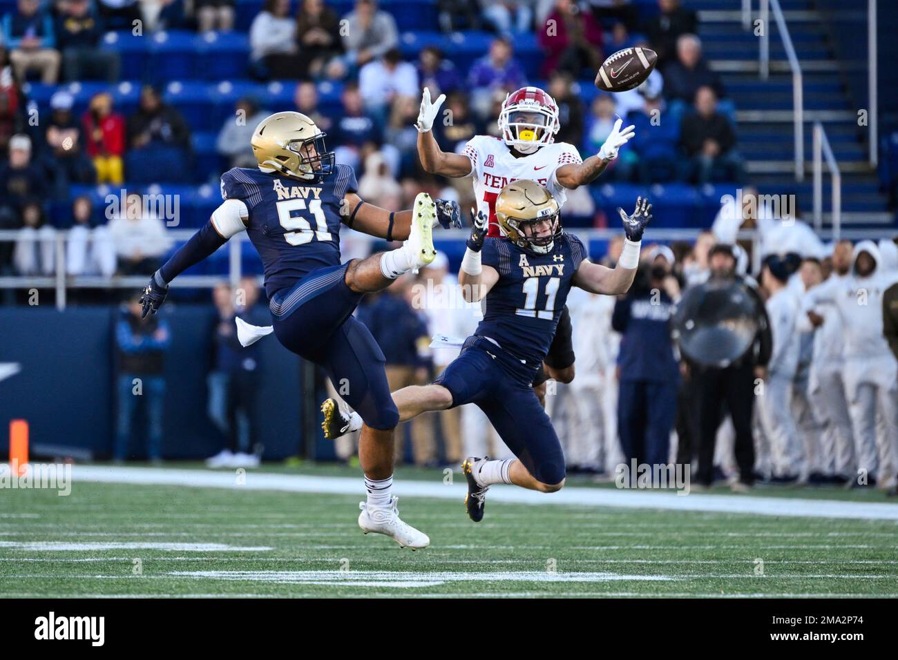 Navy linebacker Nicholas Straw (51) breaks up a pass intended for ...