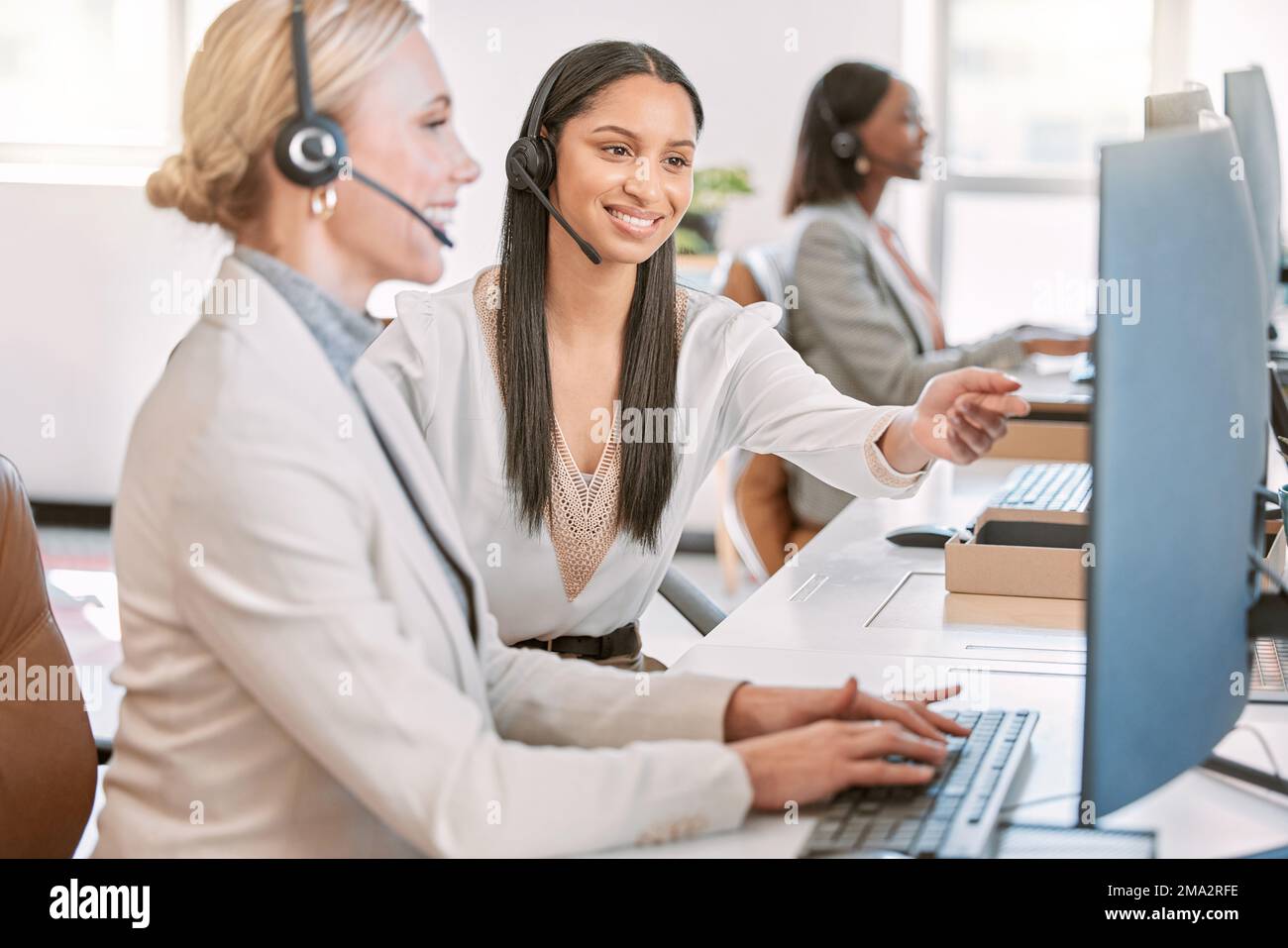 Theres your answer right there. an attractive young call center agent ...