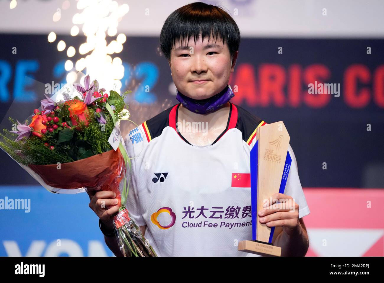 He Bing Jiao of China reacts with the trophy after winning Carolina ...