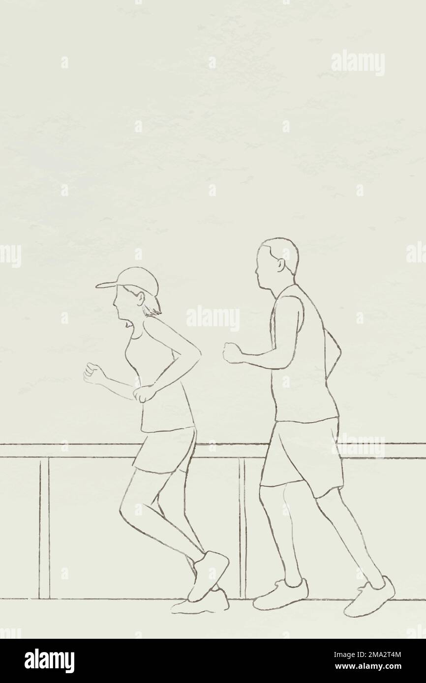 Runners background vector simple line drawing Stock Vector Image & Art ...