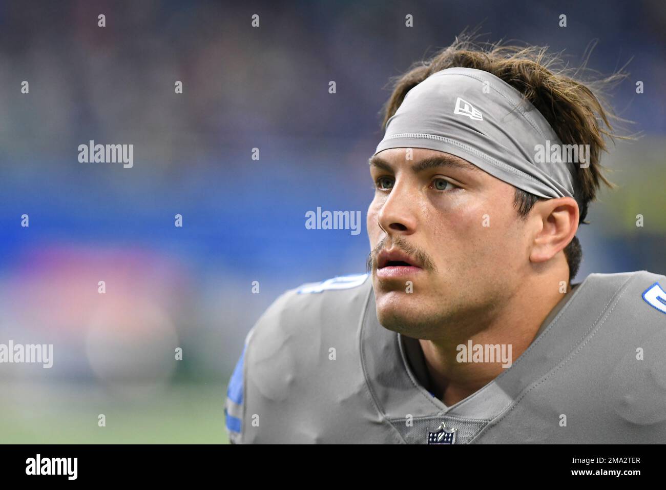 Detroit Lions linebacker Malcolm Rodriguez is seen during pregame of an ...