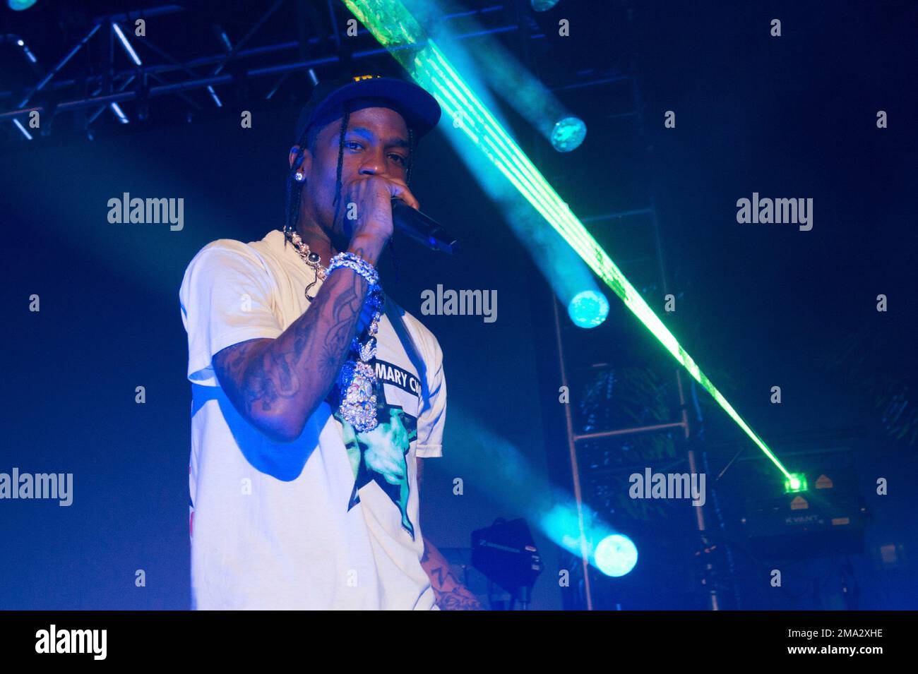 Travis Scott performs during BleauLive Halloween Weekend on Saturday ...