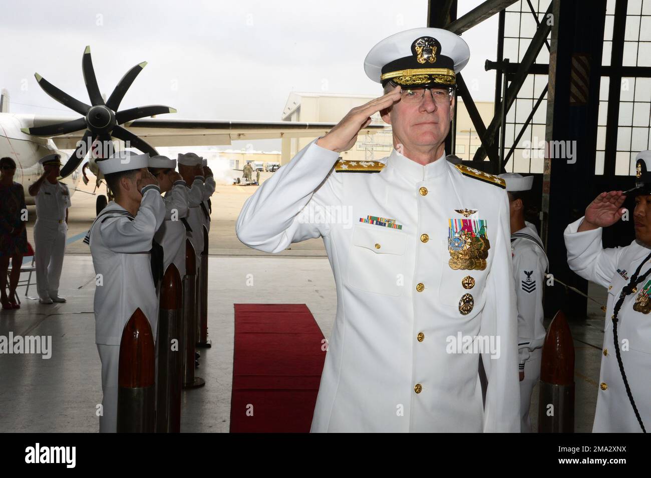 SAN DIEGO (May 23, 2022) Vice Adm. Yancy Lindsey is rung aboard a ...