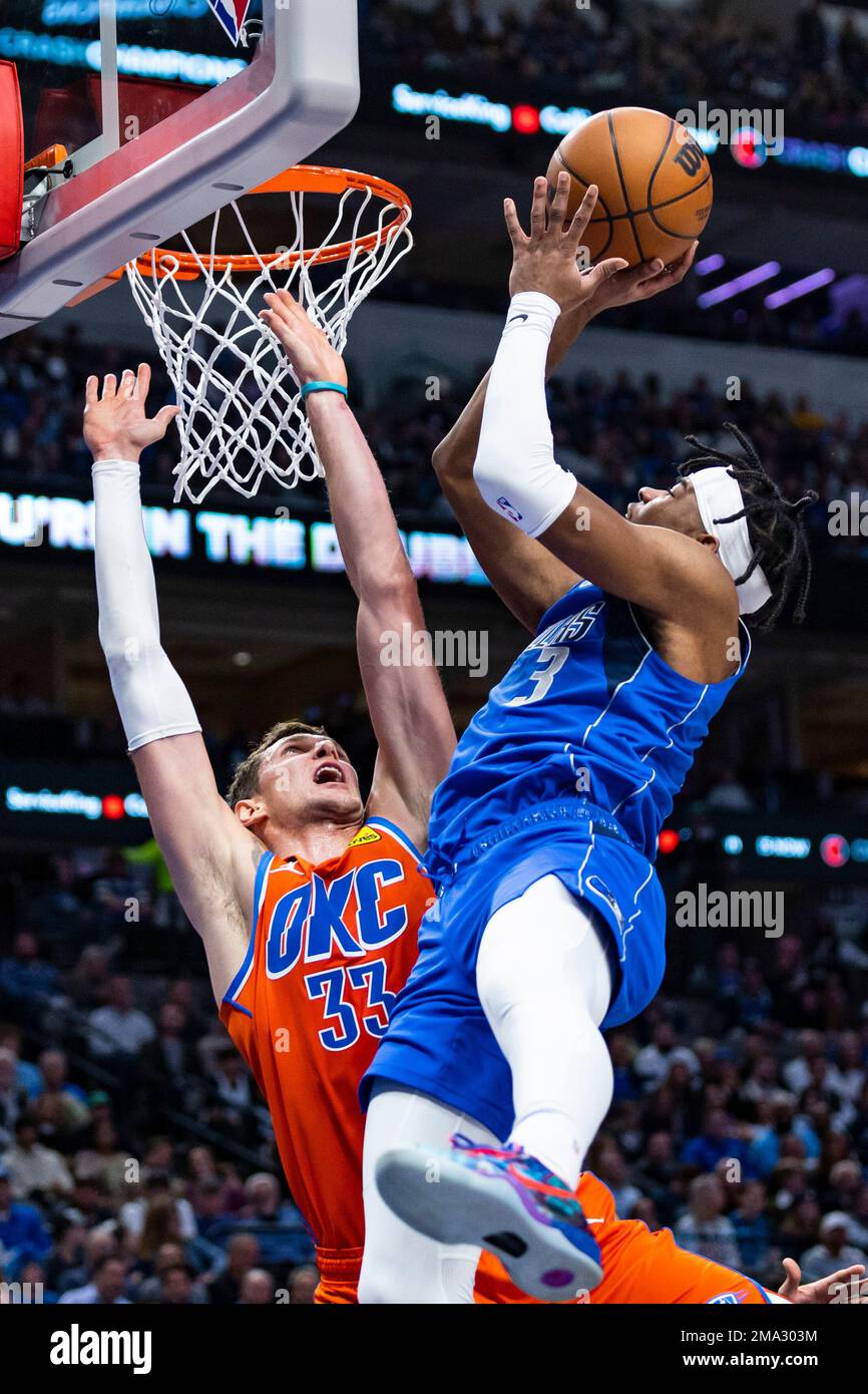 Dallas Mavericks guard Jaden Hardy (3) attempts to shoot as Oklahoma ...