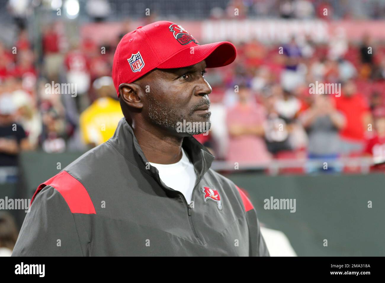 Tampa Bay Buccaneers head coach Todd Bowles walks to the bench during a ...