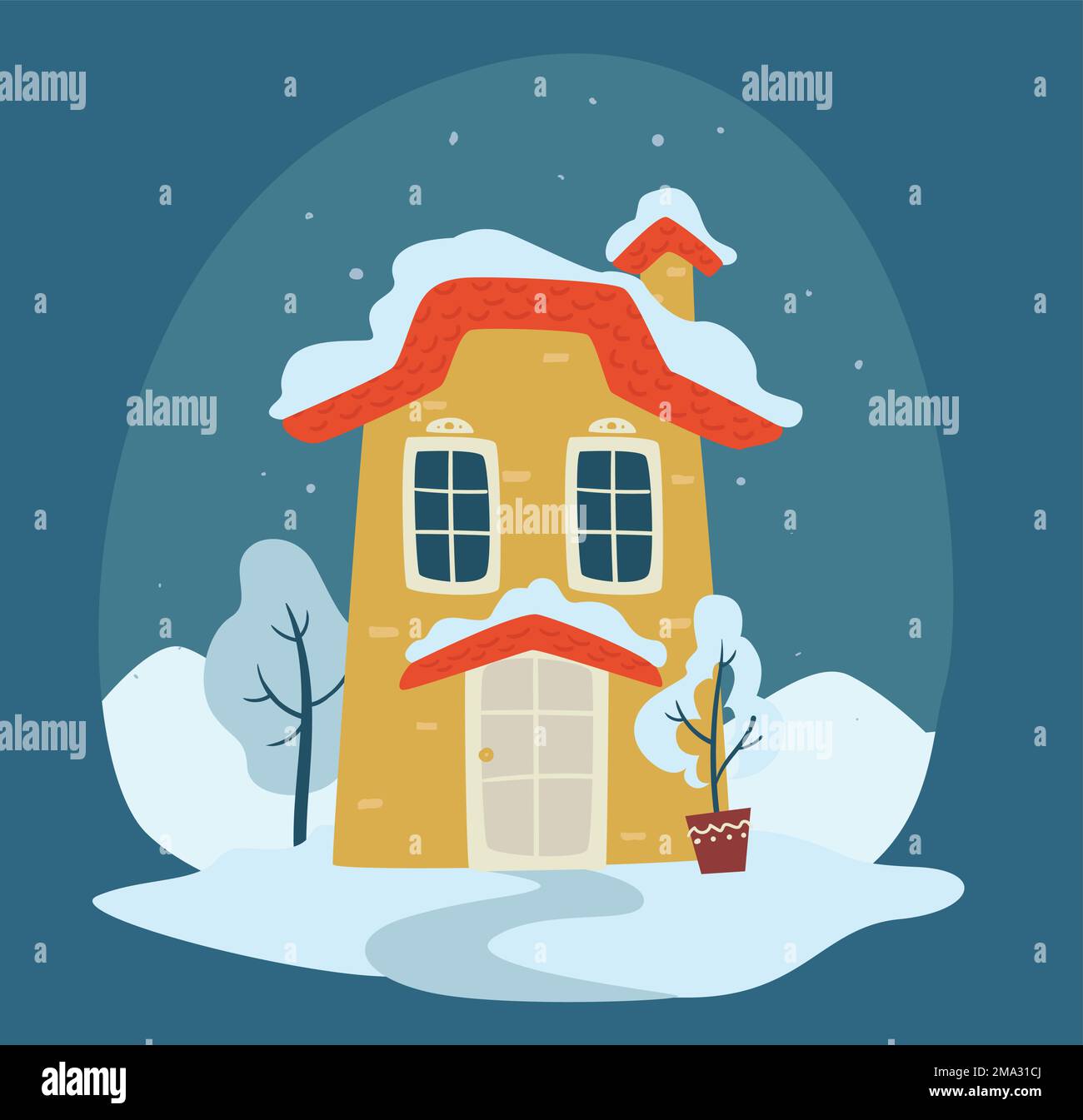 Building covered with snow, winter season vector Stock Vector Image ...