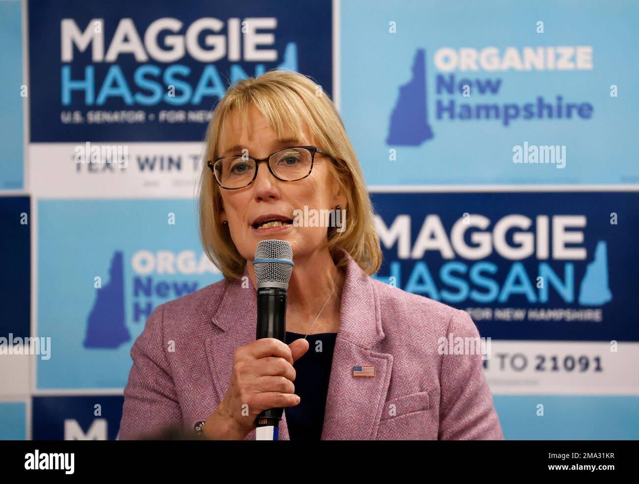Sen. Maggie Hassan, D-N.H.,speaks a during an organizing event ...