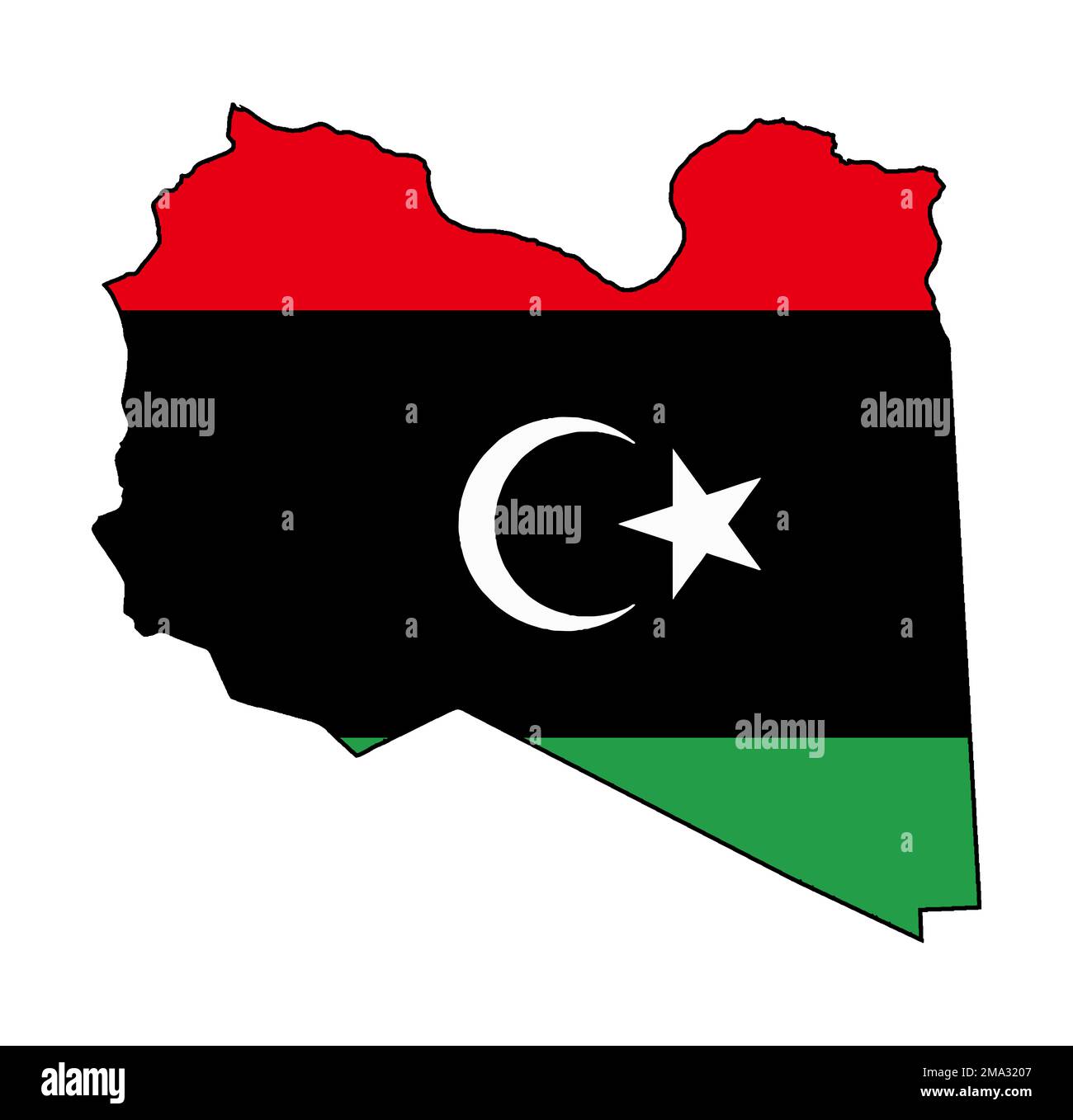 Outline silhouette map of the Arab League country of Libya Stock Photo ...