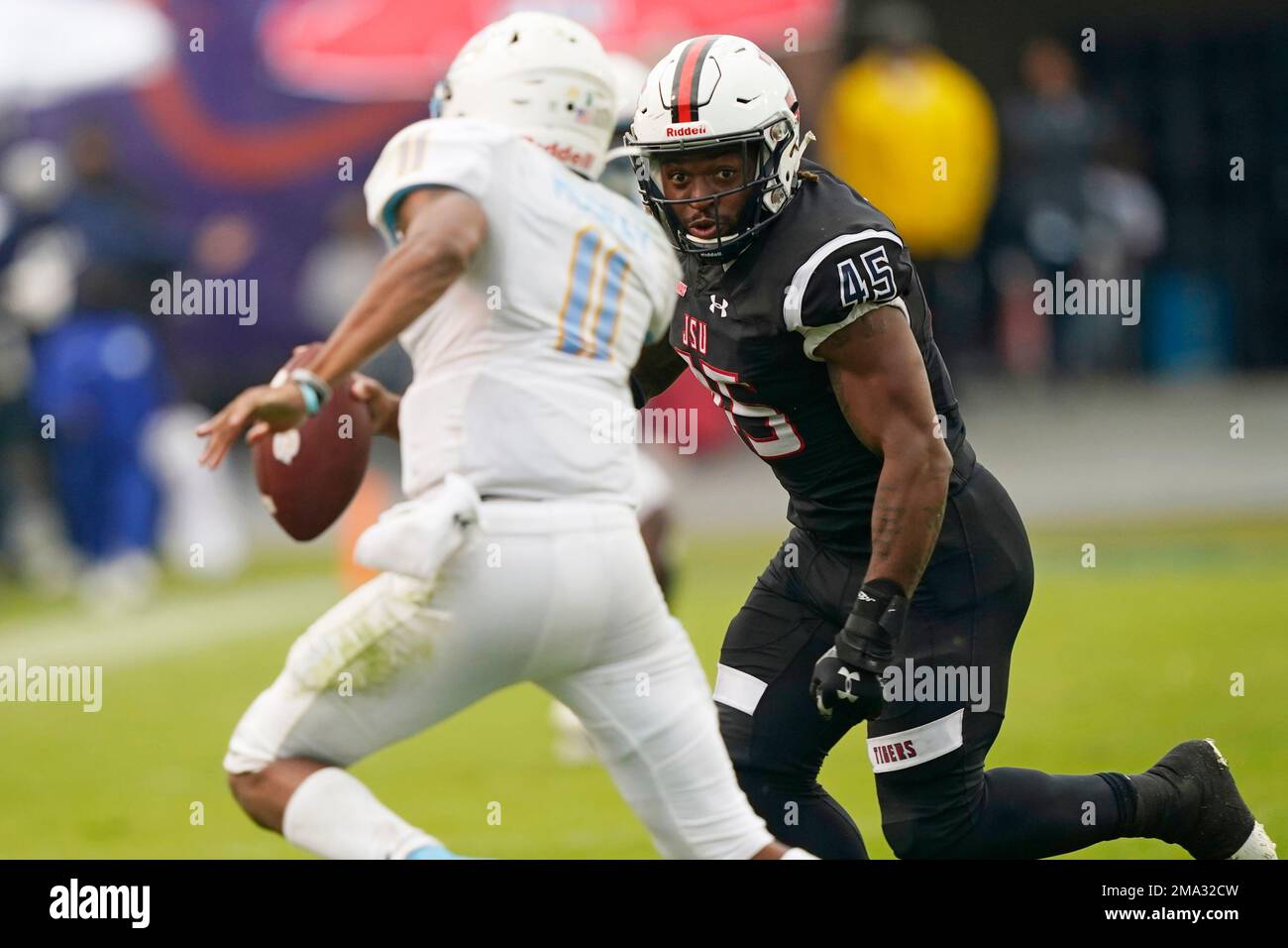 Jackson State linebacker Aubrey Miller Jr. pursues Southern University ...