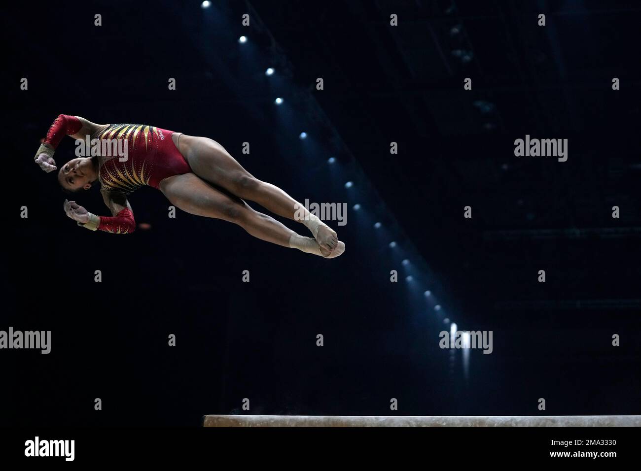 Jutta Verkest of Belgium competes in the women's balance beam during ...