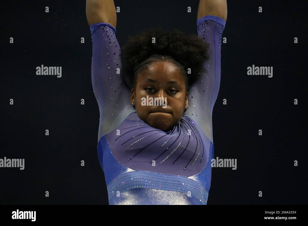 Skye Blakely from the U.S.A. competes in the women's uneven bars during ...