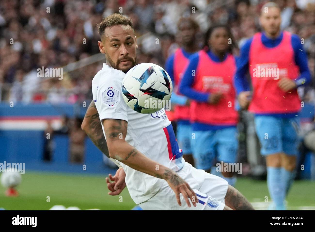 PSG's Neymar controls the ball during the French League One soccer ...