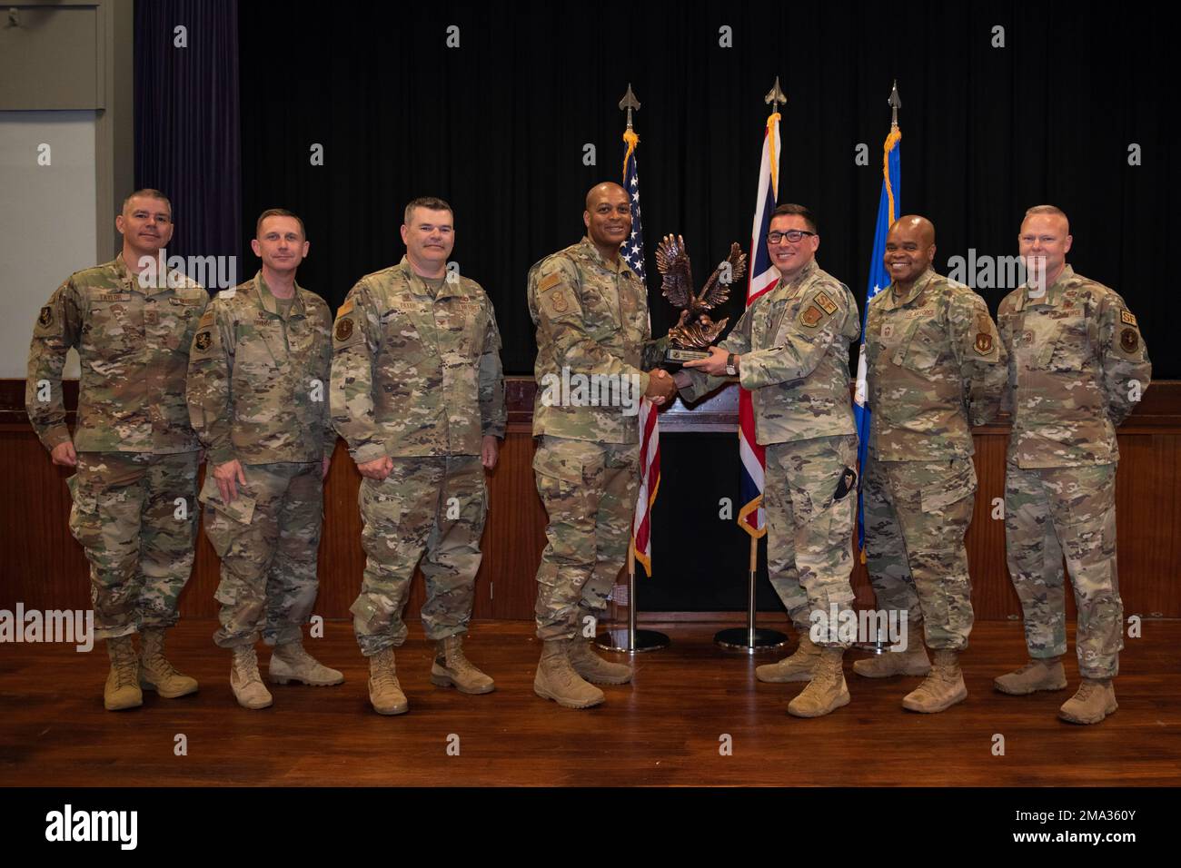 U.S. Air Force Chief Master Sgt. Donald S. Gallagher, center left, 20th ...
