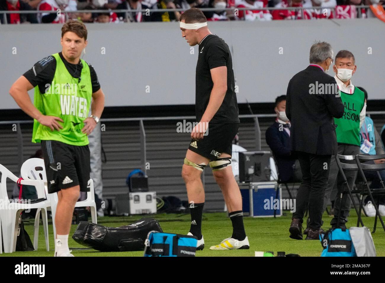 New Zealand's Brodie Retallick leaves the field after he was sent off ...