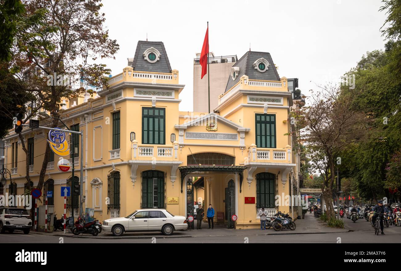 The colonial era Hoan Kiem District Police headquarters in the centre ...