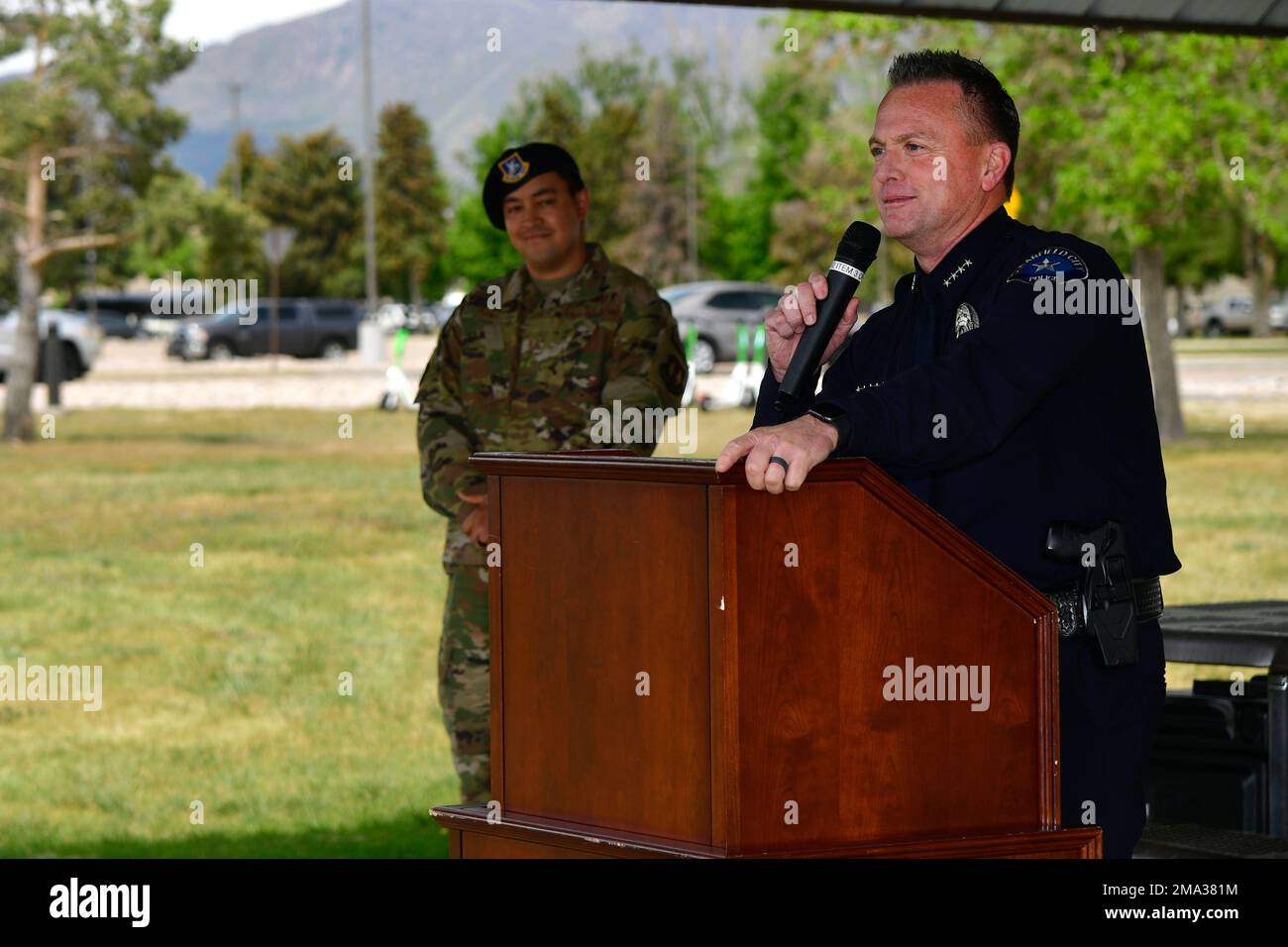 Kelly Bennett, Chief of Police for Clearfield City, addresses Defenders ...