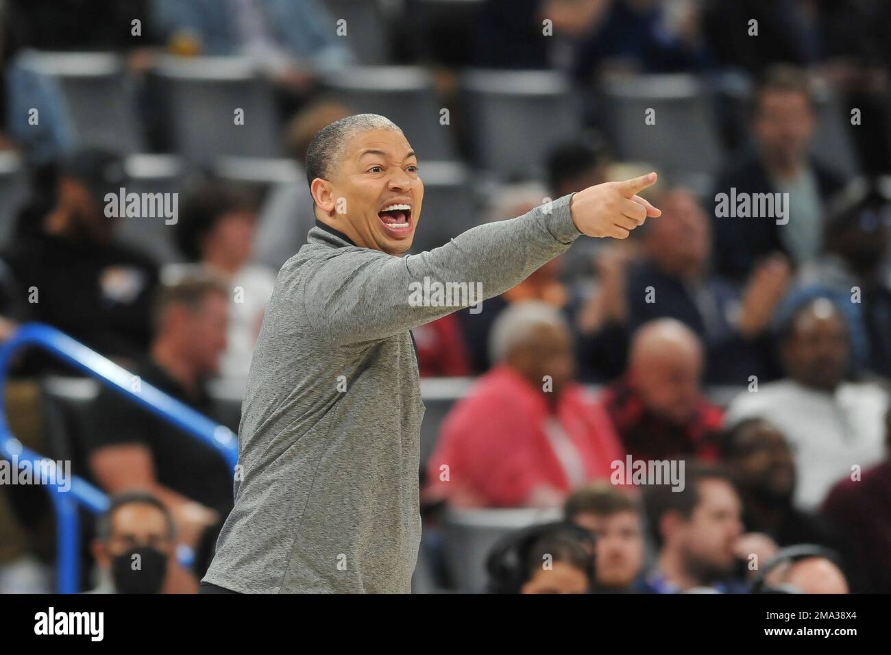 Los Angeles Clippers head coach Tyronn Lue gives instructions to his ...
