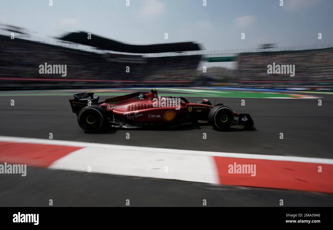 Ferrari driver Carlos Sainz, of Spain, drives his race car during a ...