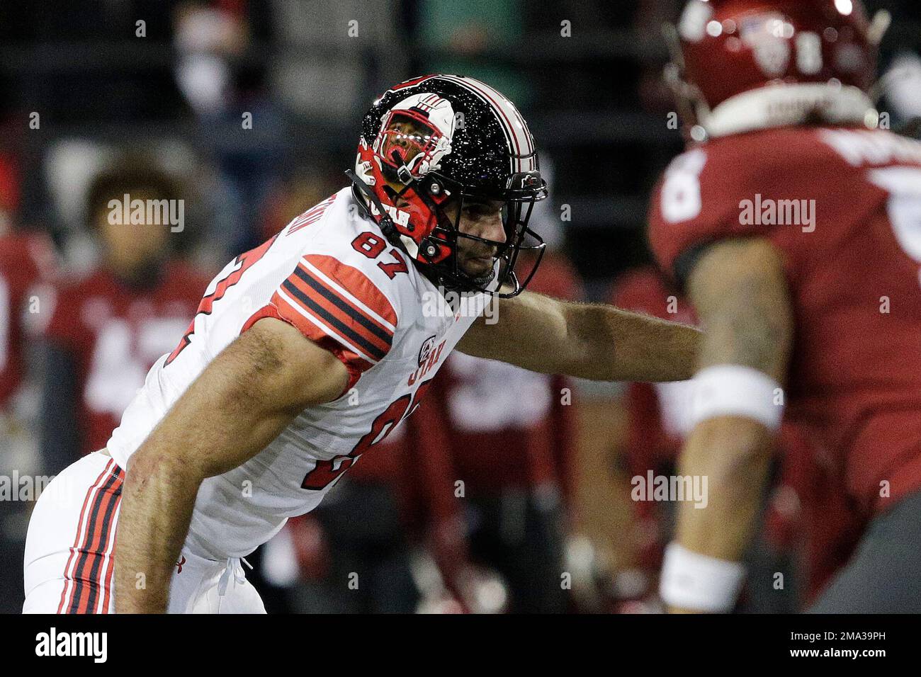 Utah tight end Thomas Yassmin (87) prepares to block during the second ...