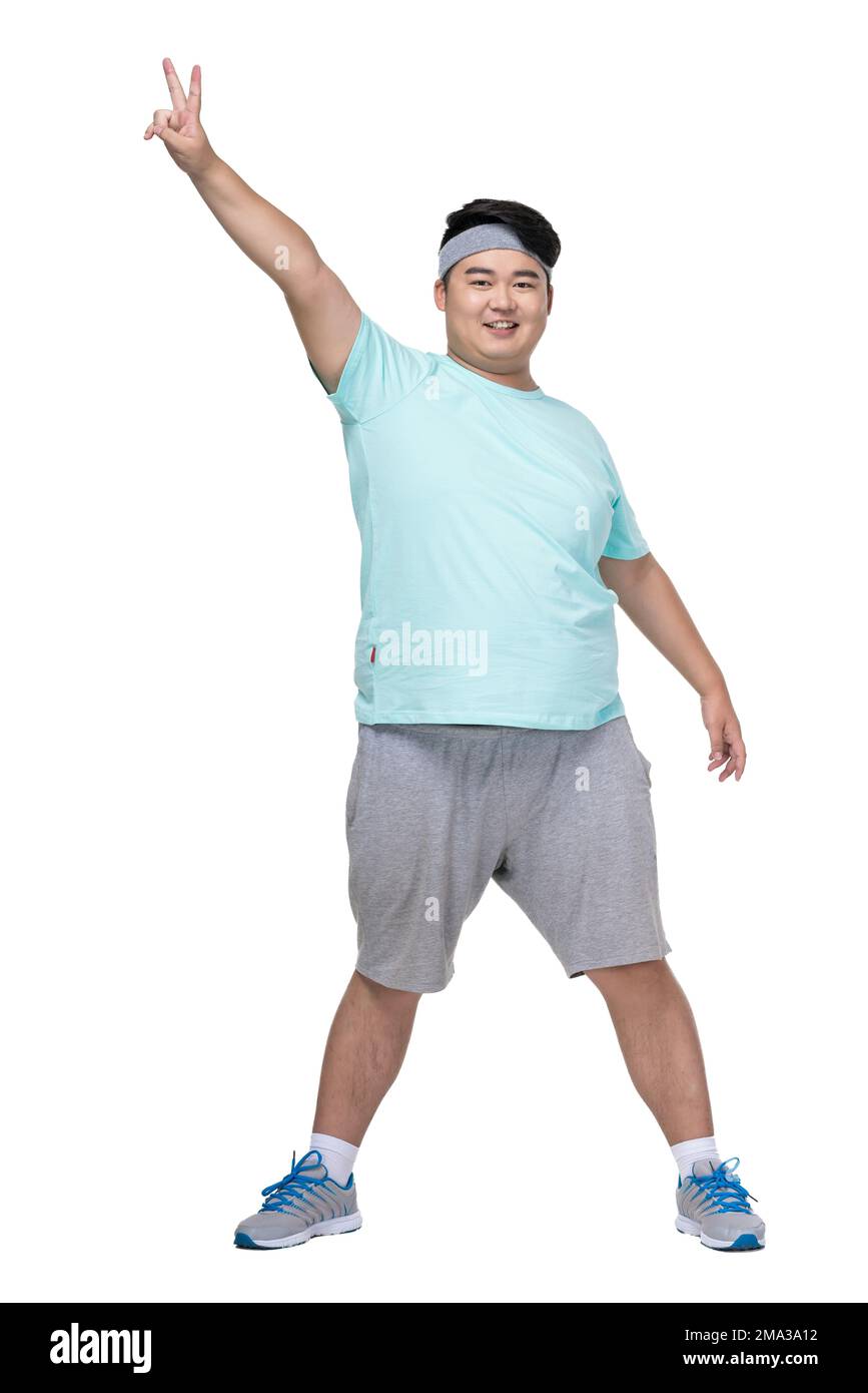 Fat young men in doing sports Stock Photo - Alamy