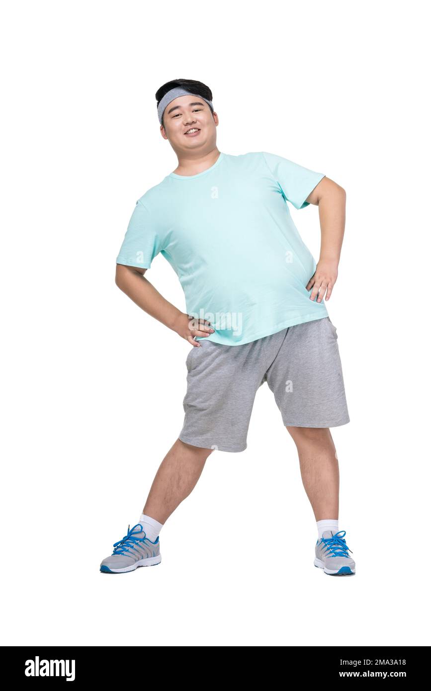 Fat young men in doing sports Stock Photo - Alamy