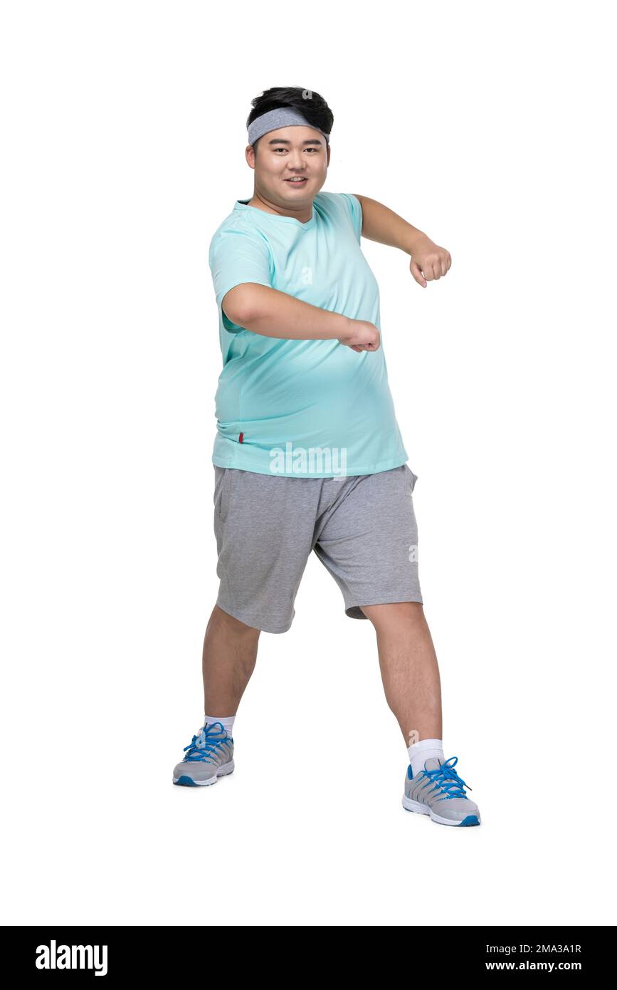 Fat young men in doing sports Stock Photo - Alamy