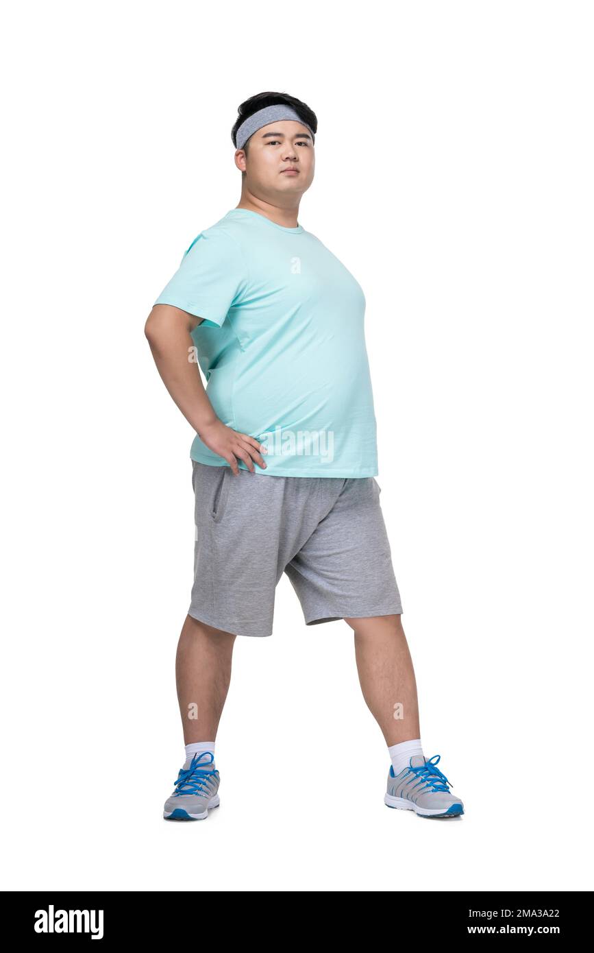 Fat young men in doing sports Stock Photo - Alamy