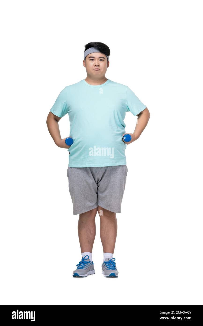 Fat young men in doing sports Stock Photo - Alamy