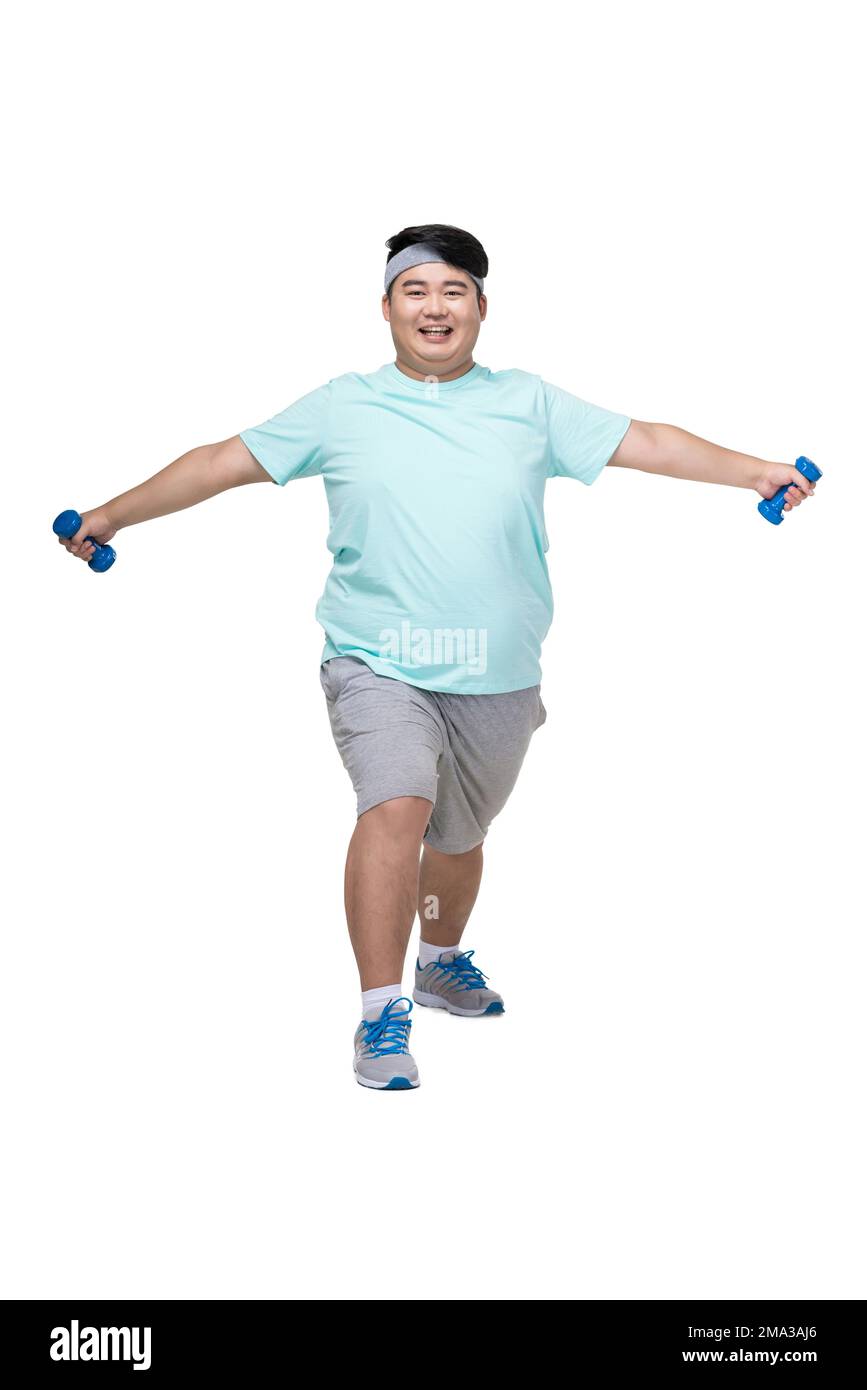 Fat young men in doing sports Stock Photo - Alamy