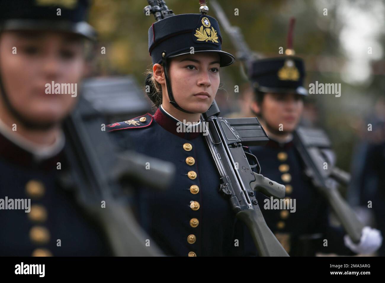 Greek military cadets take part at the annual military parade in the ...