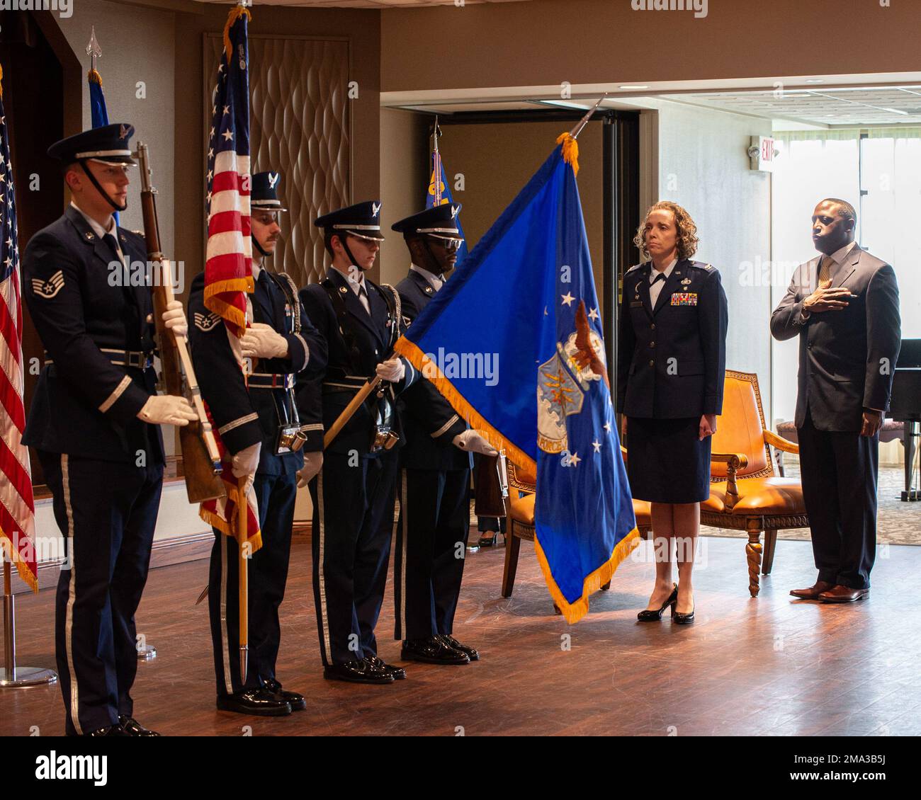 Col. Sirena Morris, 88th Mission Support Group commander, and Audric ...