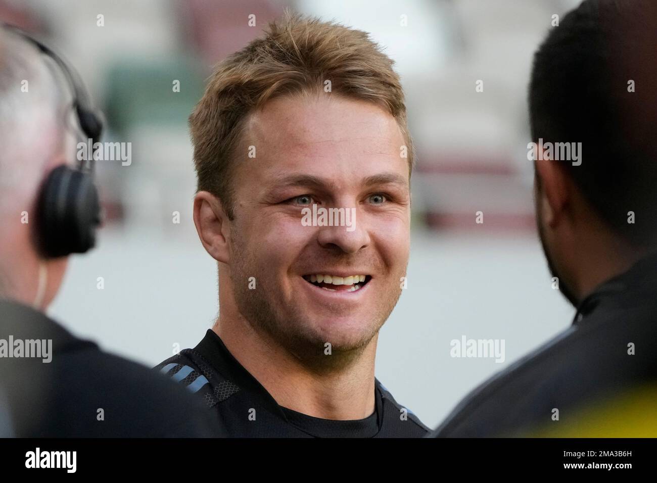 New Zealand's captain Sam Cane speaks to reporters during the All ...